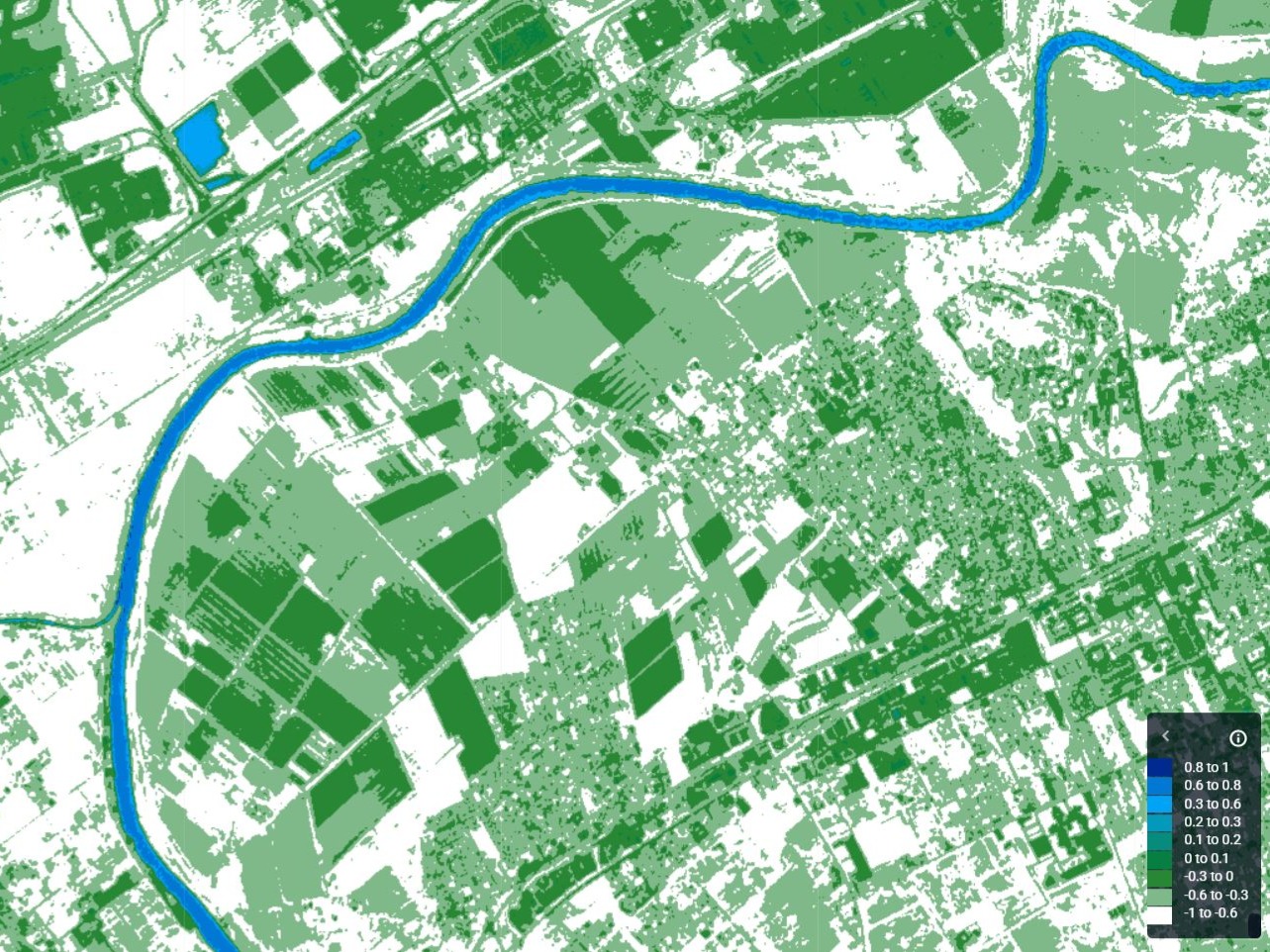 Water bodies map (NDWI Index) - Biosat